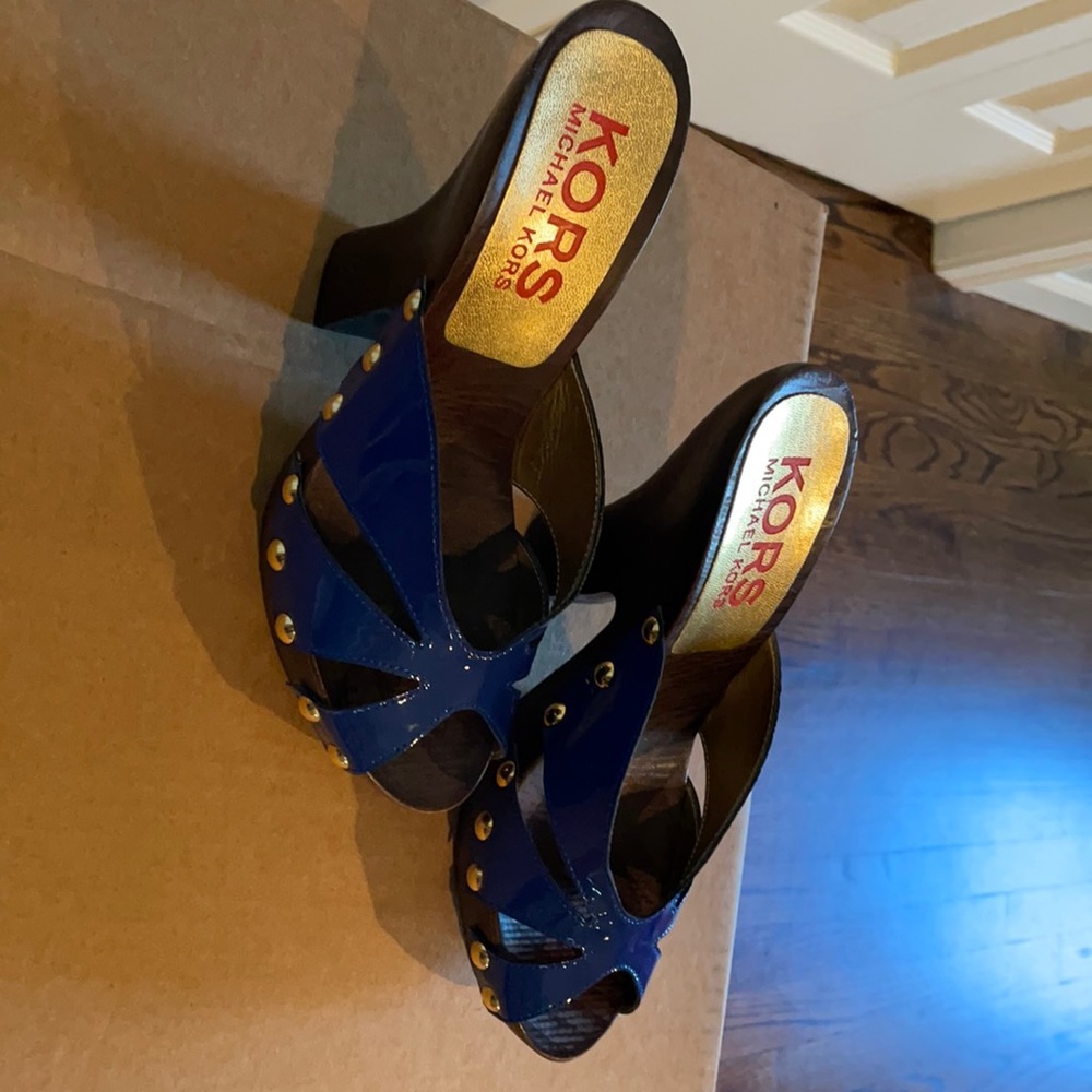 Michael Kors Cobalt Blue Patton Leather Sandals - Gem